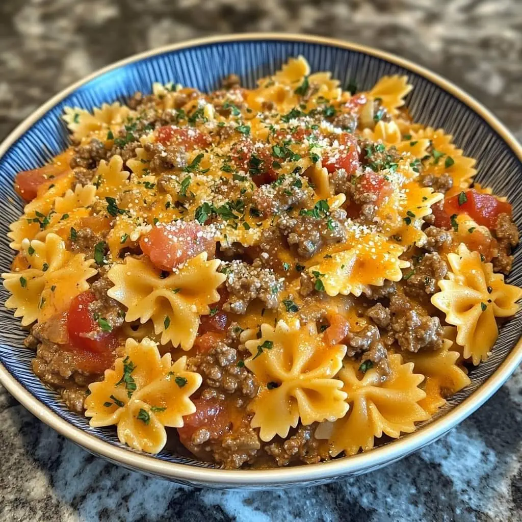 Delicious Bowtie Pasta with Ground Beef