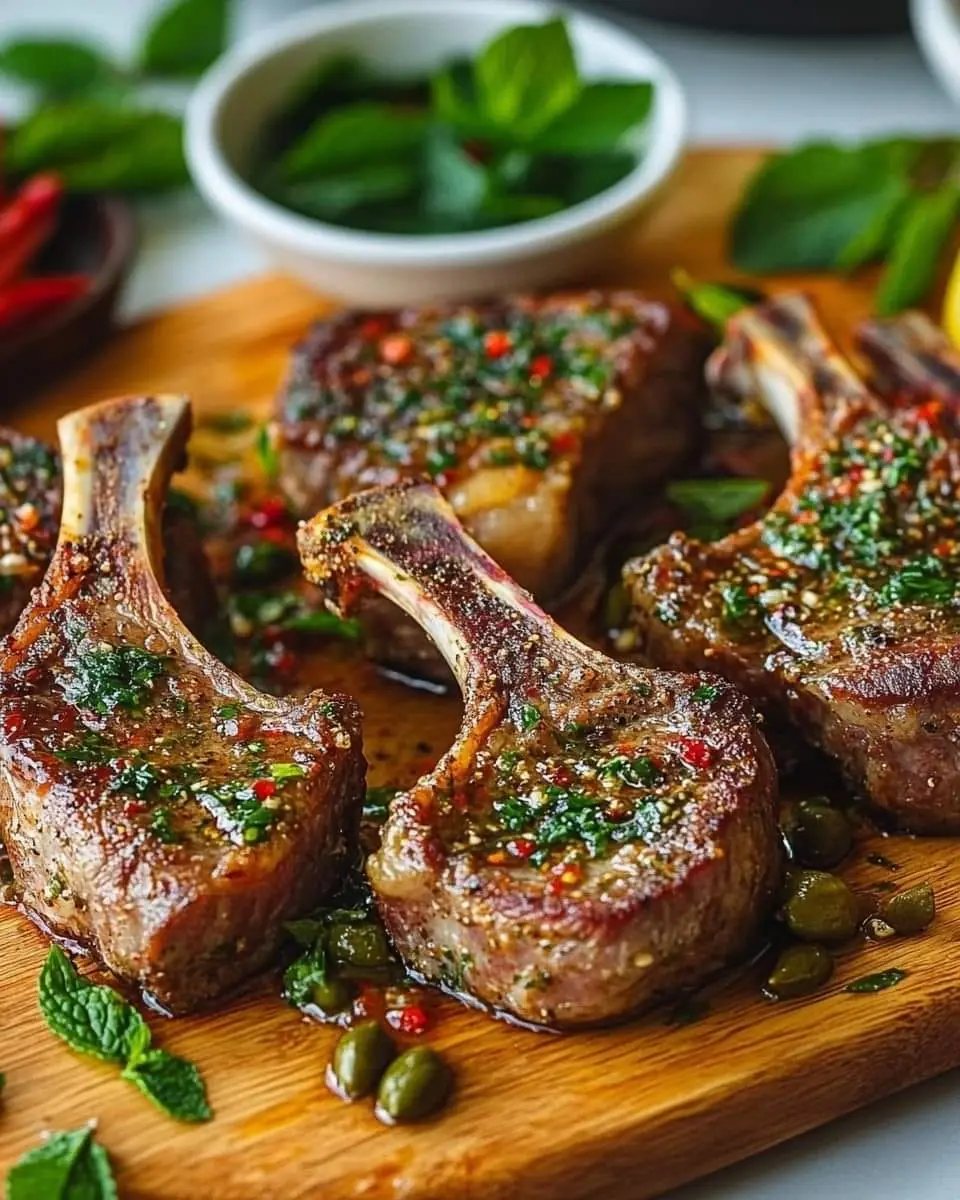 Spiced Lamb Chops with Mint Vinaigrette