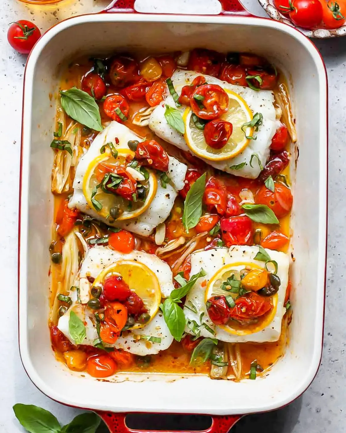 One-Pan Cod with Tomatoes and Capers